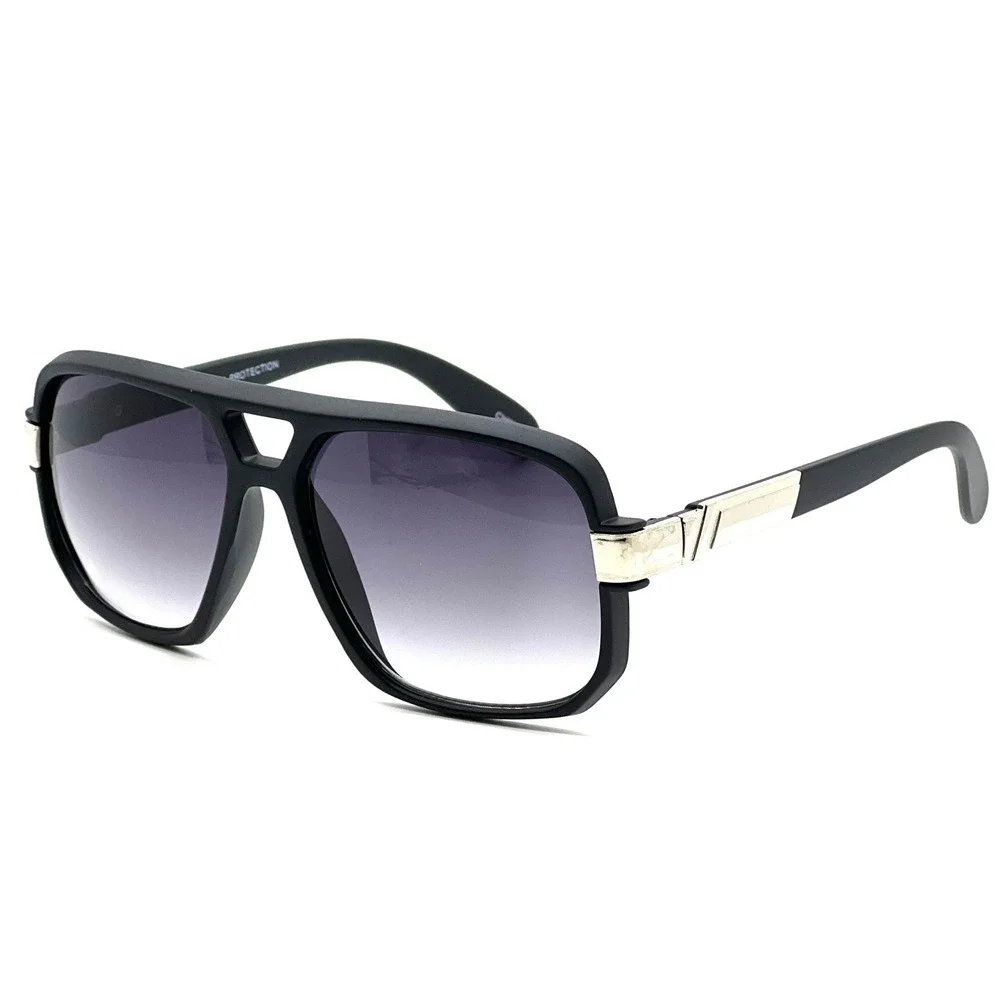 Accessories | Square Aviator Sunglasses Black Frame Silver Accents ...